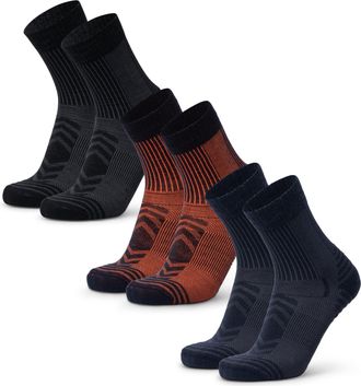 Danish Endurance Leichte Merino Wolle Wandersocken, Sommer Wollsocken, Unisex, f&uuml;r Herren & Damen, 3 & 5 Paar, Mehrfarbig (1x Marineblau/Orange, 1x Schwarz, 1x Marineb