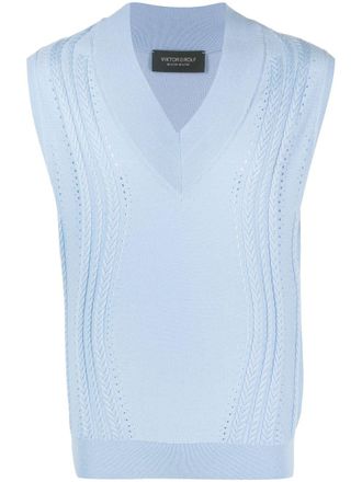 Viktor & Rolf Pullunder mit Zopfmuster - Blau