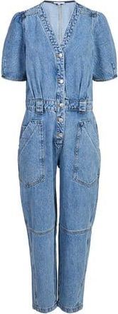 Suncoo Combinaison col V &agrave; manches courtes en denim de coton