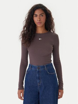 Tommy Jeans Bluse DW0DW20178 Braun Slim Fit