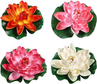 Pretyzoom K&uuml;nstliche Lotusblume Wasserlilie Schwimmend Kunststoff Lotusbl&uuml;te Seerose f&uuml;r Haus Garten Pool Aquarium Dekoration Ornament Wei&szlig; Orange Rot Rosa 17CM
