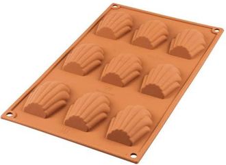 Silikomart | SF032 Silikonform für MADELEINE Monoportionen, antihaftbeschichtet, 9 Monoportionen, Packung mit 1 Kuchenform, 68 x 45 mm, h 17 mm, Made in Italy
