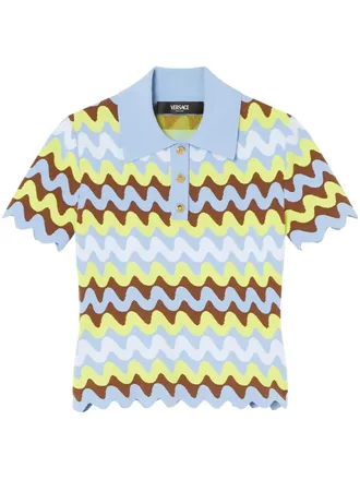 Versace polo Wave en jacquard - Bleu