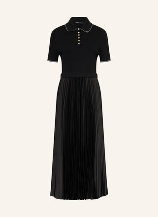 Maje Kleid Im Materialmix Mit Plissees schwarz