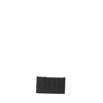 Bottega Veneta Femme, Accessoires, Noir, Taille: ONE Size Porte-cartes zipp&eacute; Intrecciato