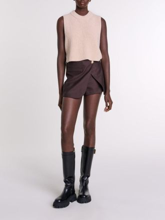 Maje &Auml;rmelloser Wollpullover - Beige - Gr&ouml;&szlig;e 38 - Maje