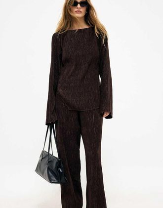 NA-KD Pantalon structur&eacute; &agrave; taille mi-haute - Marron