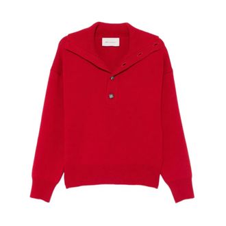 Ami Pull &agrave; col montant boutonn&eacute; - Homme - Pulls - Rouge - Taille: M