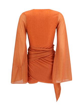 Os&eacute;ree Womens Lumi&egrave;re Pareo Dress Orange Polyamide; Metal Fibers