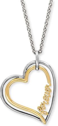 Engelsrufer Damen Halskette aus Sterling Silber und Herz Anhänger Bicolor mit Forever Schriftzug - Karabinerverschluss - in drei Längen verstellbar