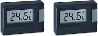 TFA Dostmann Digitales Thermometer, vielseitig einsetzbar, Innentemperatur, Raumklima, Schwarz, (L) 54 x (B) 16 (30) x (H) 39 mm (Packung mit 2)