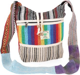 Guru Shop Kleiner Schulterbeutel, Patchwork Boho Tasche - Modell 4, Unisex - Erwachsene, Hanf, 27x25x10 cm