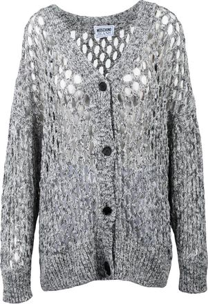 Moschino Femme, Pulls, Gris, Taille: 40 FR Cardigan Traforato