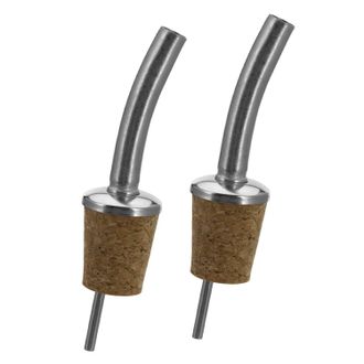 Westmark 2 Spirituosen-Ausgie&szlig;er f&uuml;r Flaschen, Mit Luftr&ouml;hrchen, Naturkorken/Messing, Nickelfrei, Classic-Standrad, Silber, 42002280