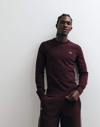 Lacoste Pull en maille de coton - Bordeaux-Rouge