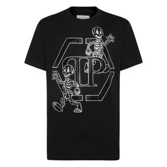 Philipp Plein T-Shirt Rundhals Skeleton - - Tops - Herren - Schwarzk - 4XL
