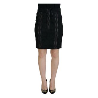 Dolce & Gabbana Eleganter Schwarzer Hochtaillierter Seidenrock - - Skirts - Damen - Schwarzk - XL