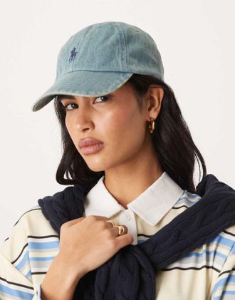 Polo Ralph Lauren Casquette de baseball avec logo embl&eacute;matique - Bleu clair d&eacute;lav&eacute;
