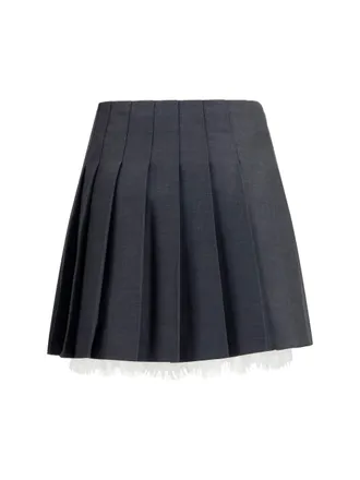 Self Portrait Womens Pleated Mini Skirt Grey Polyamide; Wool Ovis Aries