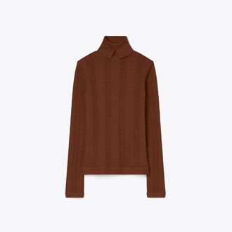 Tory Burch Fein gerippter Rollkragenpullover