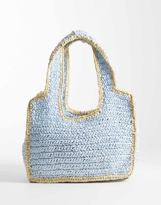 Sui Ava Cloud - Schultertasche in Blau mit Waffelstruktur
