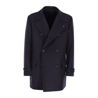 Tagliatore Homme, Manteaux, Bleu, Taille: XL Double-Breasted Wool Blend Coat