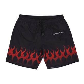 Vision Of Super Flames Badehose Schwarz/Rot - - Swimwear - Herren - Schwarzk - L