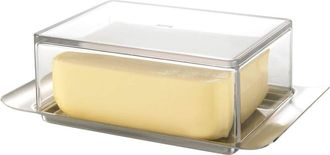 GEFU Butterdose BRUNCH - Formschöne Aufbewahrung für 250 g Butter, passt ins Kühlschrank-Seitenfach, ergonomische Griffe, spülmaschinengeeignet