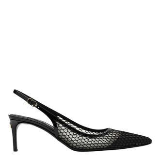 Dolce & Gabbana Femme, Chaussures, Noir, Taille: 37 1/2 EU Escarpin Slingback en Cuir Verni et Mesh