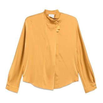 Forte_Forte Kimono-Hemdbluse aus schwerem Stretch-Seidensatin - - Blouses & Shirts - Damen - Gelb - L