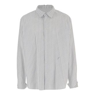 Jacquemus Homme, Chemises, Blanc, Taille: S Chemise Ray&eacute;e en Coton avec Logo
