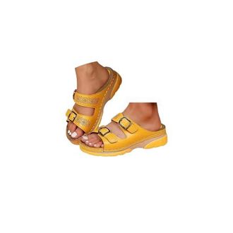 Generic Sandales orthop&eacute;diques compens&eacute;es pour femme - Sandales larges pour femme - Sandales et sandales compens&eacute;es &agrave; bout ouvert pour femme, b jaune, 35.5 EU