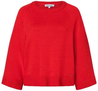 More & More Rundhalspullover kurzer 3/4 Arm Pullover, weit