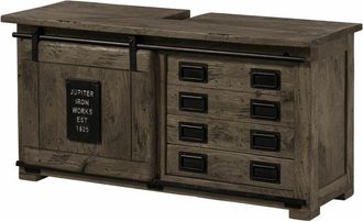 Massivmoebel24 Waschbeckenunterschrank Mango 120x40x60 grau lackiert railway 277