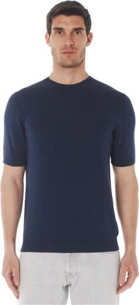 Irish Crone Homme, Pulls, Bleu, Taille: XL T-Shirt ras du cou en coton &agrave; manches courtes