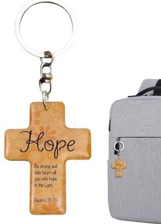 Generic Porte-cl&eacute;s religieux pour femme - Pendentif en bois fait &agrave; la main, breloque chr&eacute;tienne de motivation, accessoire de foi au format de poche | de pri&egrave;r
