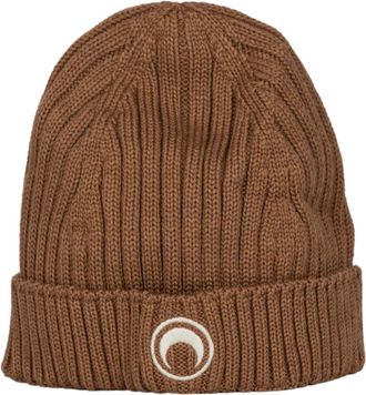 Marine Serre unisex, Accessoires, Brun, Taille: ONE Size Bonnet Tricot&eacute; avec Logo Lune en Camel