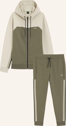 HUGO BOSS Sweatshirt Sw_Colorblock Hd Tt Regular Fit gruen