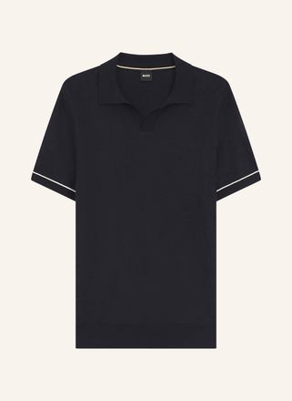 HUGO BOSS Strick-Poloshirt Narciso blau