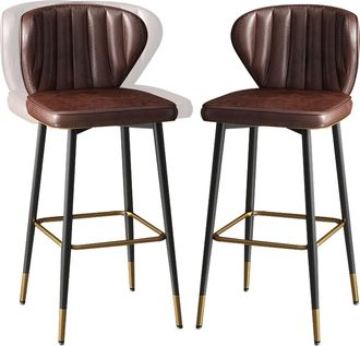 Generic 26/30 Zoll hohe Barhocker mit Kunstlederbezug und Fu&szlig;st&uuml;tze, um 360&deg; drehbare Barhocker f&uuml;r K&uuml;cheninsel, Kneipe, Bistro