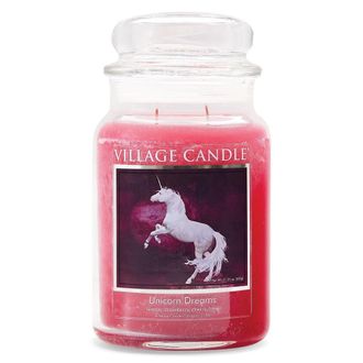 Village Candle Unicorn Dreams Duftkerze im Glas, gro&szlig;, 602 ml, Rosa