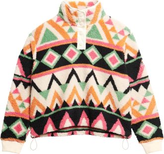 Superdry Damen Superweicher Bedruckter Teddy-Fleece Cremefarbener Frotteedruck 44