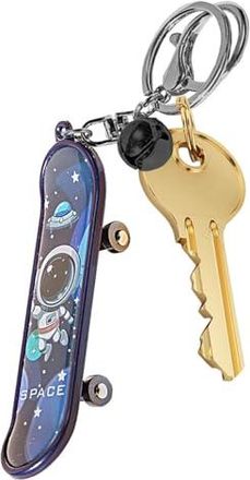 Generic Porte-cl&eacute;s skateboard - 9 x 2,5 cm en PVC, plan&egrave;te astronaute, mini porte-cl&eacute;s | Parfait pour sac &agrave; dos, sac &agrave; main, d&eacute;coration, cadeau, amateur de pa