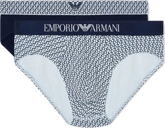 Emporio Armani Homme, Sous-v&ecirc;tements, Bleu, Taille: XL Lot de deux slips en jersey imprim&eacute; &agrave; motifs vari&eacute;s
