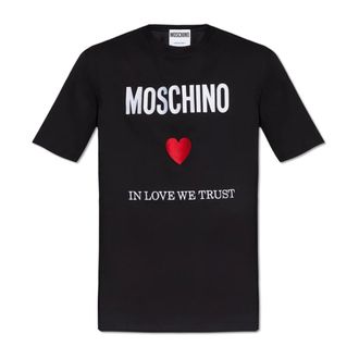 Moschino Homme, Tops, Noir, Taille: M T-shirt avec logo