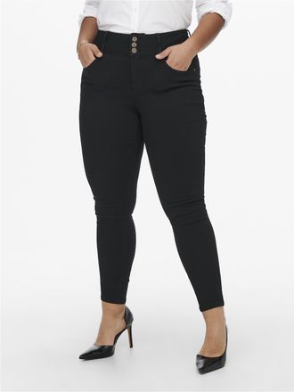 Only Carmakoma Skinny-fit-Jeans ONLY CARMAKOMA CARANNA LIFE HW SK ANK JEANS BLACK NOOS, Damen, Gr. 46, Länge 32, schwarz, Denim/Jeans, Obermaterial: 53% Viskose, 29%
