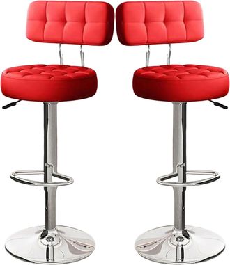 Generic Drehbare, H&ouml;henverstellbare Barhocker, 2Er-Set, Dick Gepolsterte R&uuml;ckenlehne mit Fu&szlig;st&uuml;tze, Barhocker Aus Pu-Leder f&uuml;r K&uuml;che, Esszimmer, Wohnzimmer