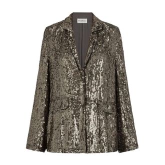 P.A.R.O.S.H. P.a.r.o.s.h., Femme, Vestes, Gris, Taille: 36 FR Blazer Gris à Sequins avec Poches Avant