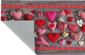 Italian Bed Linen Läufer mit Digitaldruck Made in Italy, Hearts, 50 x 50 cm