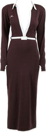 Rowen Rose Robe midi &agrave; manches longues en coton m&eacute;lang&eacute;